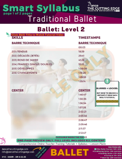 Ballet Dance Curriculum, Instructional Videos and Smart Syllabus