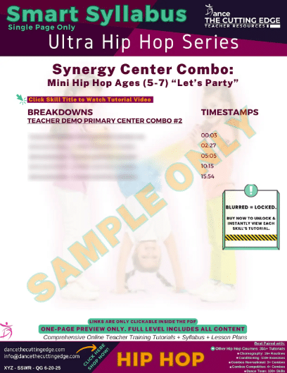 Hiphop Dance Curriculum, Instructional Videos and Smart Syllabus